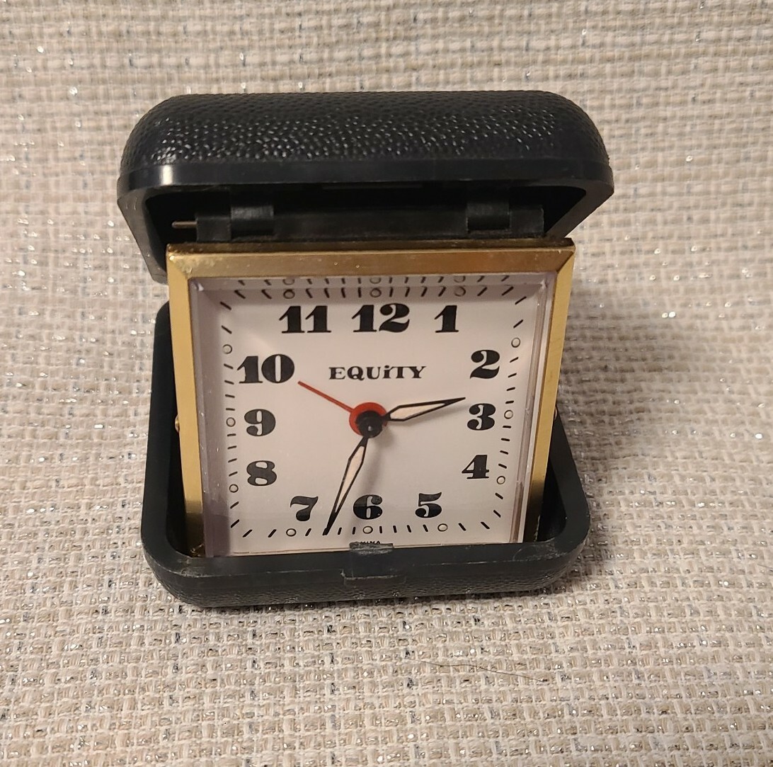 Vintage Equity Wind-Up Compact Travel Alarm/Clock w. Black Case | eBay