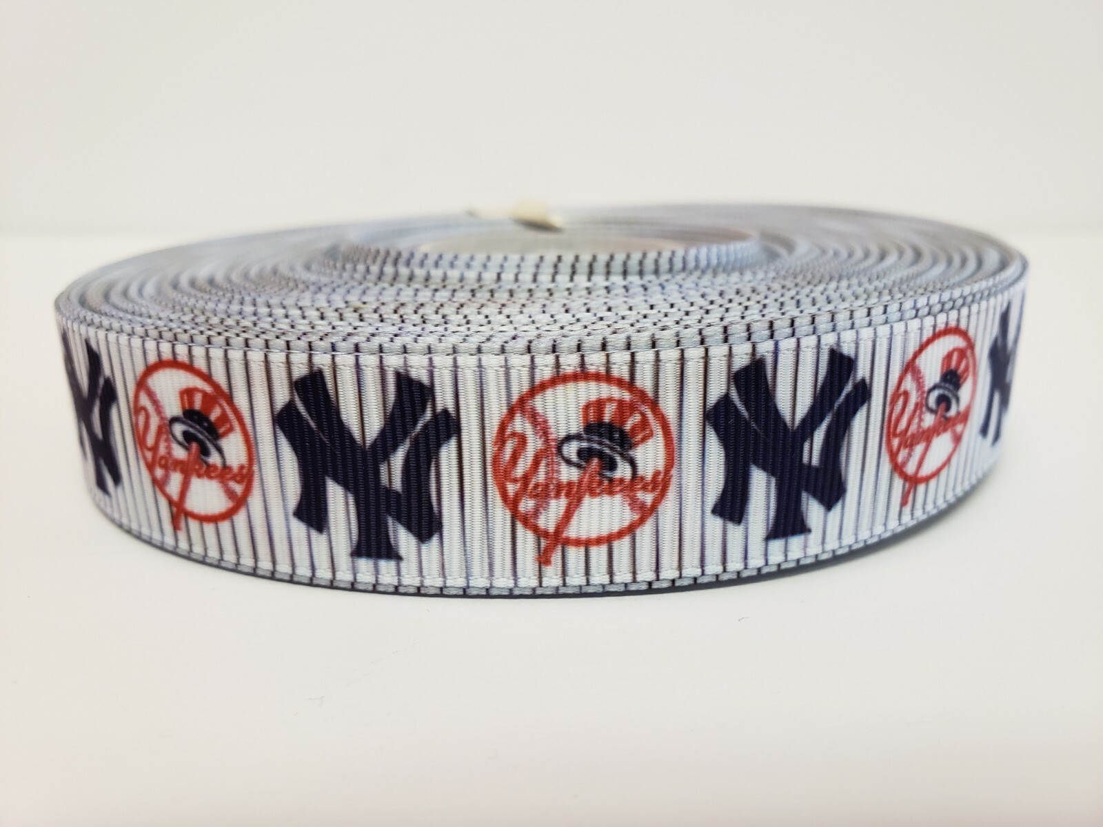 New York Yankees, Logo & Pinstripes, Grosgrain Ribbon 7/8" By the yard ...
