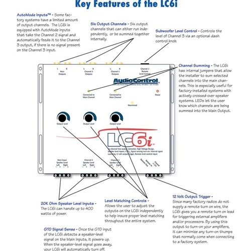 AudioControl LC6i (BLACK) 6-Channel Line Output Converter With Internal ...