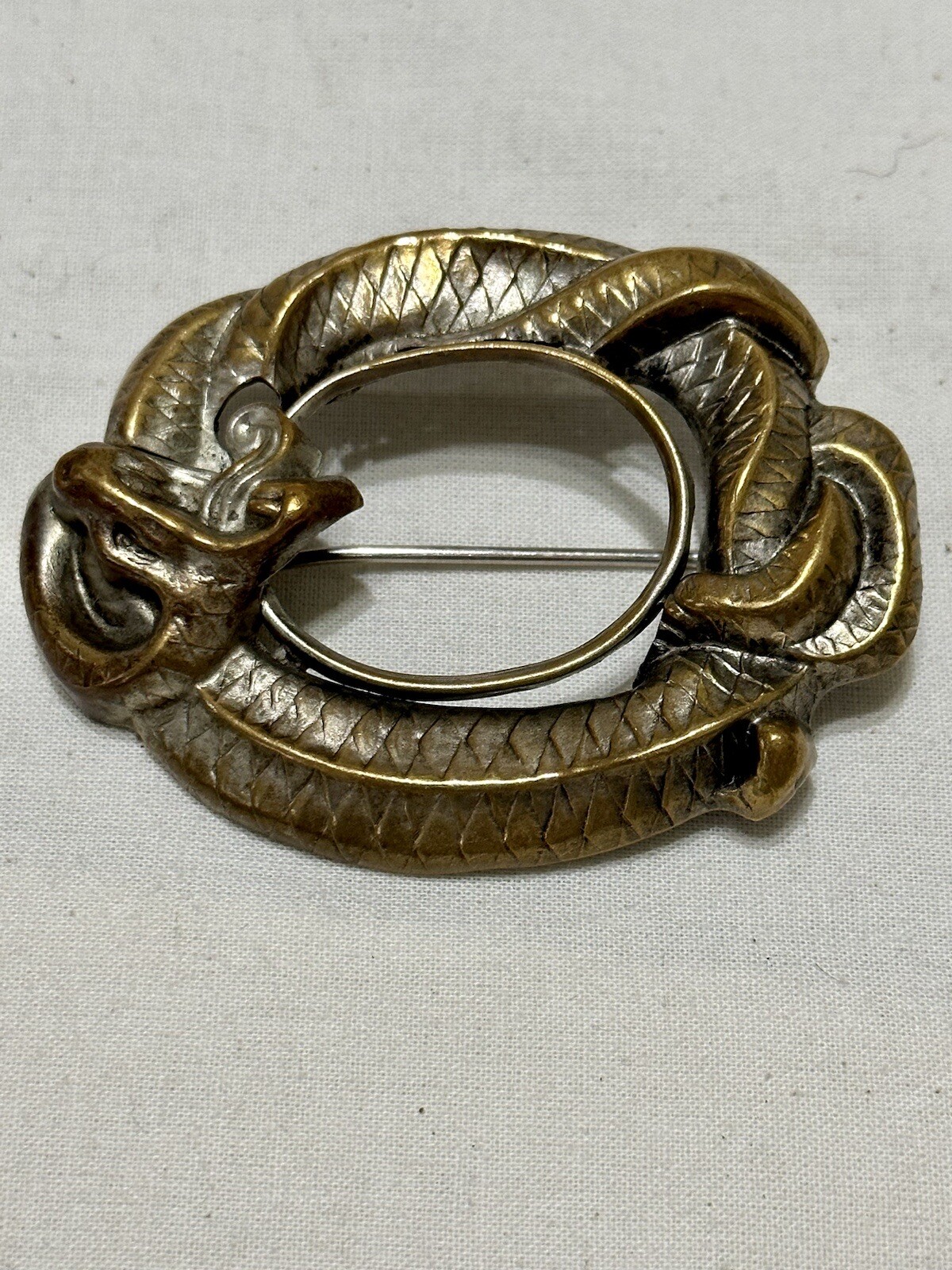 Large Victorian Art Nouveau Serpent Snake Pin Sash Br… - Gem