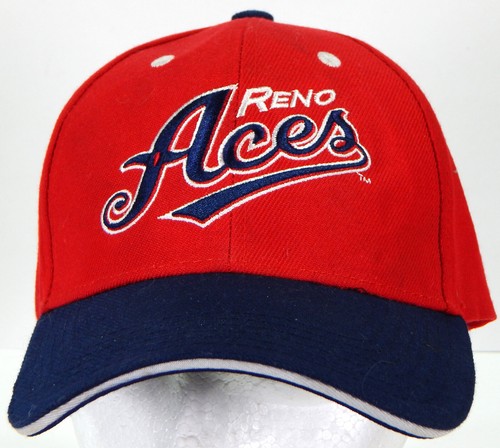 RENO ACES BASEBALL CAP HAT MELON WEAR STRAP BACK RED BLUE STITCHED LOGO ...