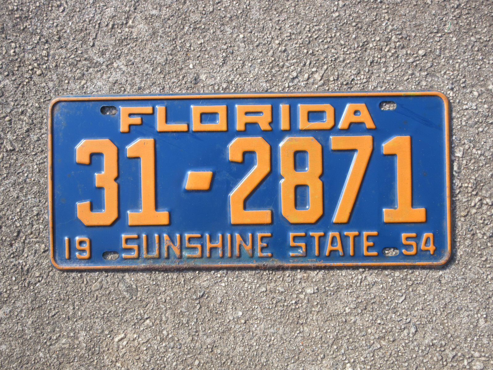 1954 Florida Orange Blue License Plate Ford Chevy Chevrolet Suwannee ...