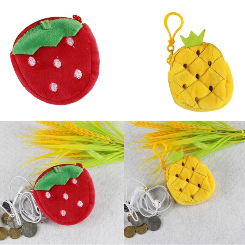 Cute Plush Coin Purse Cartoon Fruit Coin Pouch Bag Key Holder Clutch ...