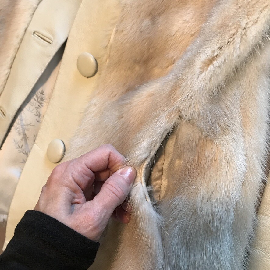 Vtg Retro Blonde Mink Leather Fur Jacket Coat Needs Repair Approx ...