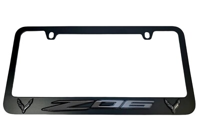 C8 Corvette Z06 Black License Plate Frame - Tonal Logo | eBay