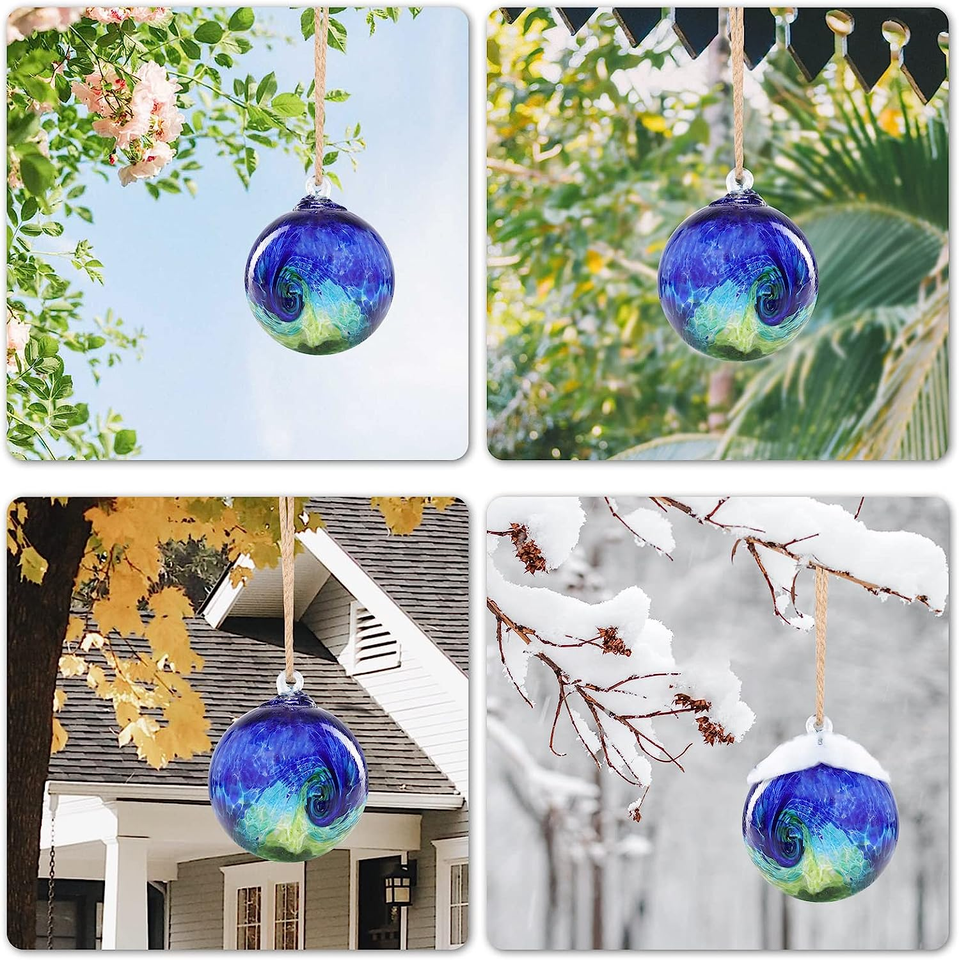 Hanging Garden Gazing Ball, Hand-Blown Glass Witch Ball for Outdoor ...