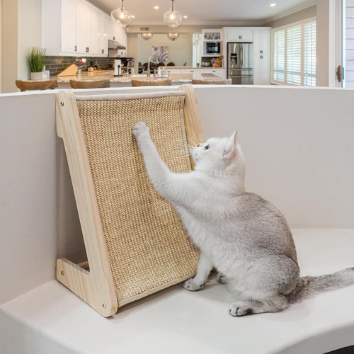 Cat Scratcher Sisal Scratching Ramp L Shape Pad for Indoor Cats Wall ...