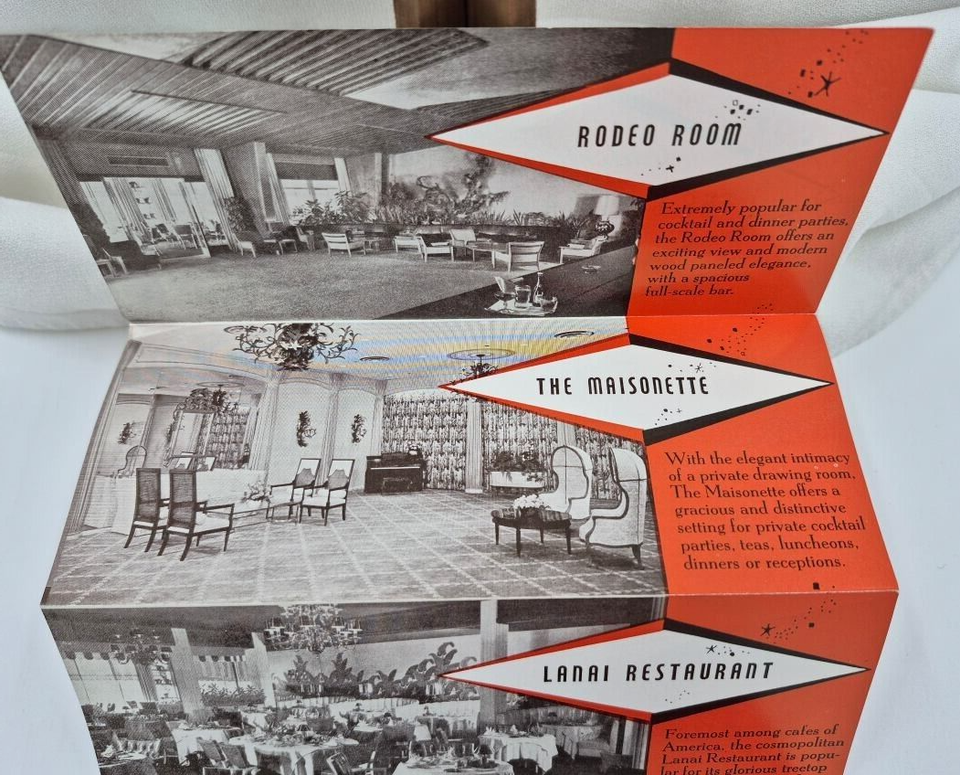Vintage 50's Entertain At The Beverly Hills Hotel Folded Brochure ...