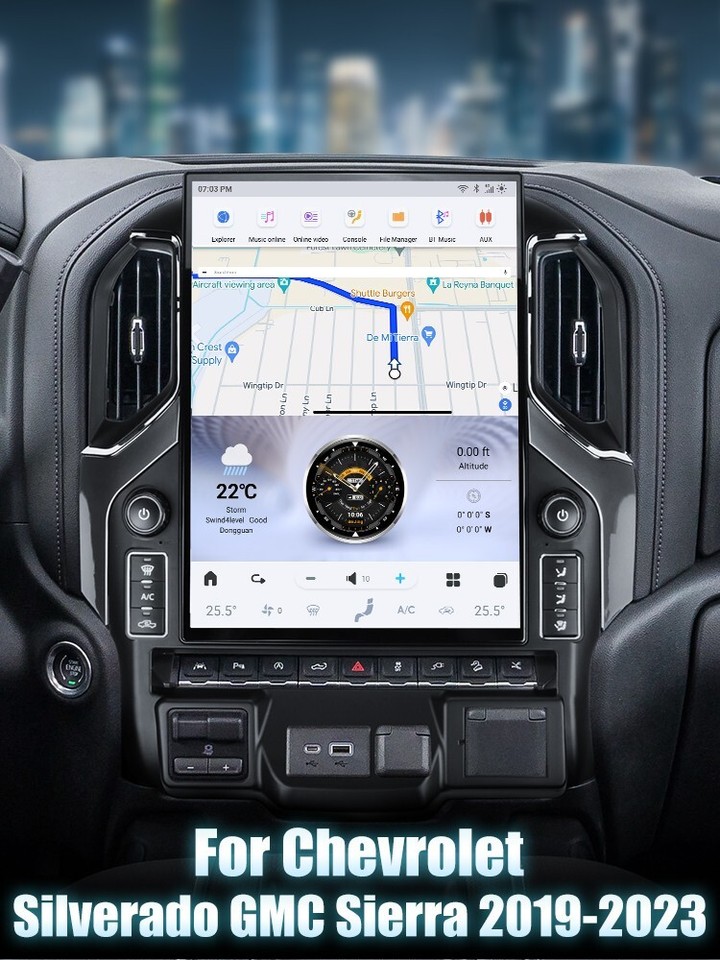 2019-2023 Chevrolet Silverado Tesla Vertical Screen 15.6" CarPlay GPS ...