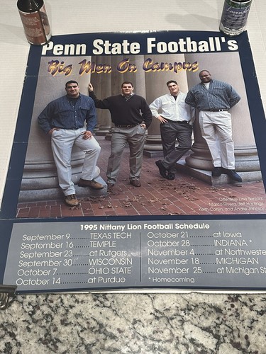1995 Penn State Nittany Lions Football Poster “Big Men On Campus” Rare ...