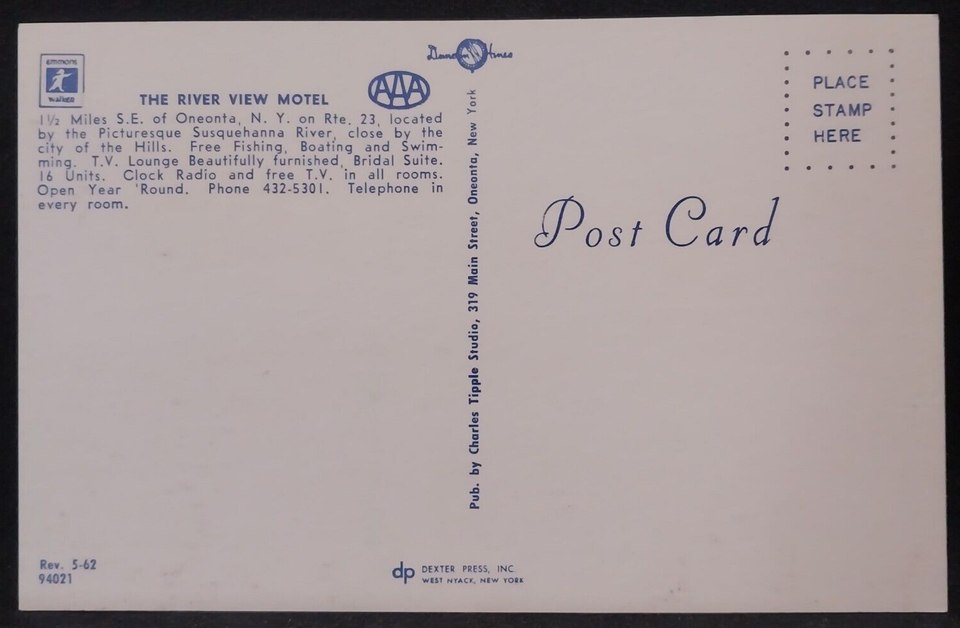 Oneonta New York The River View Motel Roadside Vintage Postcard | eBay