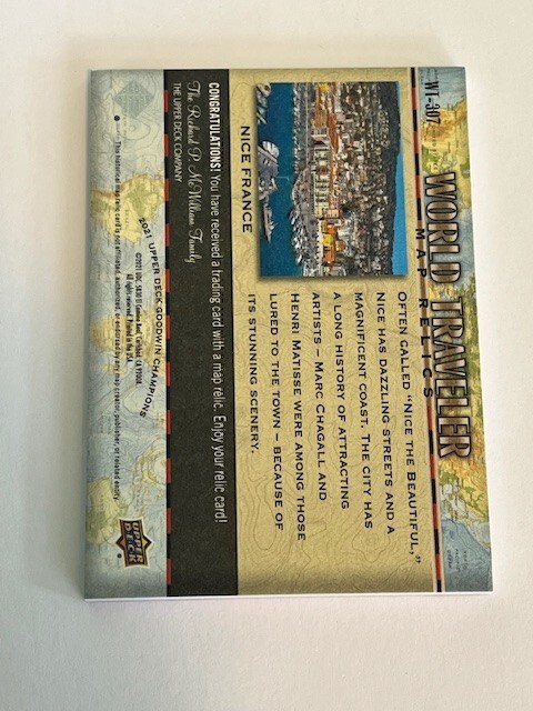 2021 Upper Deck Goodwin Champions World Traveler Map Relic #WT-307 Nice ...