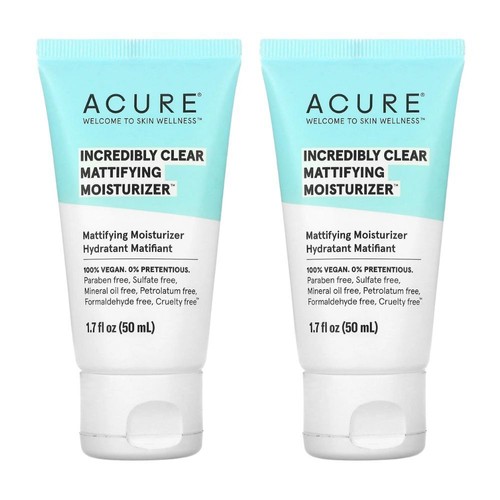 Acure Incredibly Clear, Mattifying Moisturizer, 1.7 fl oz (50 ml) (Pack ...