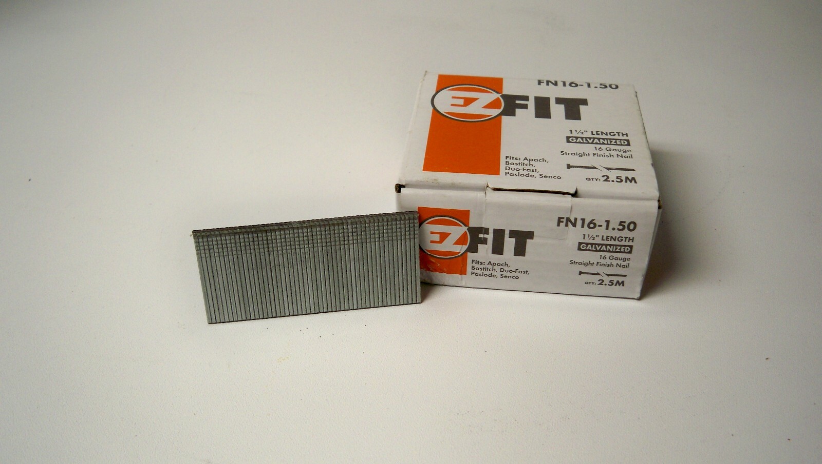 NEW EZFIT FN16-1.50 Galvinized 16 Gauge Straight Finish Nail 1-1/2 ...