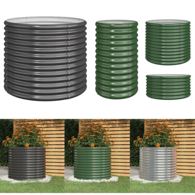 Round Garden Planter Raised Bed Galvanized Steel Plant Pot Balcony ...