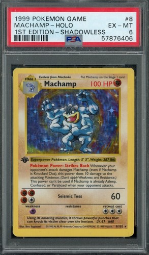 1999 Pokemon #8 Machamp Shadowless 1st Edition Holo PSA 6 Ex-Mt | eBay