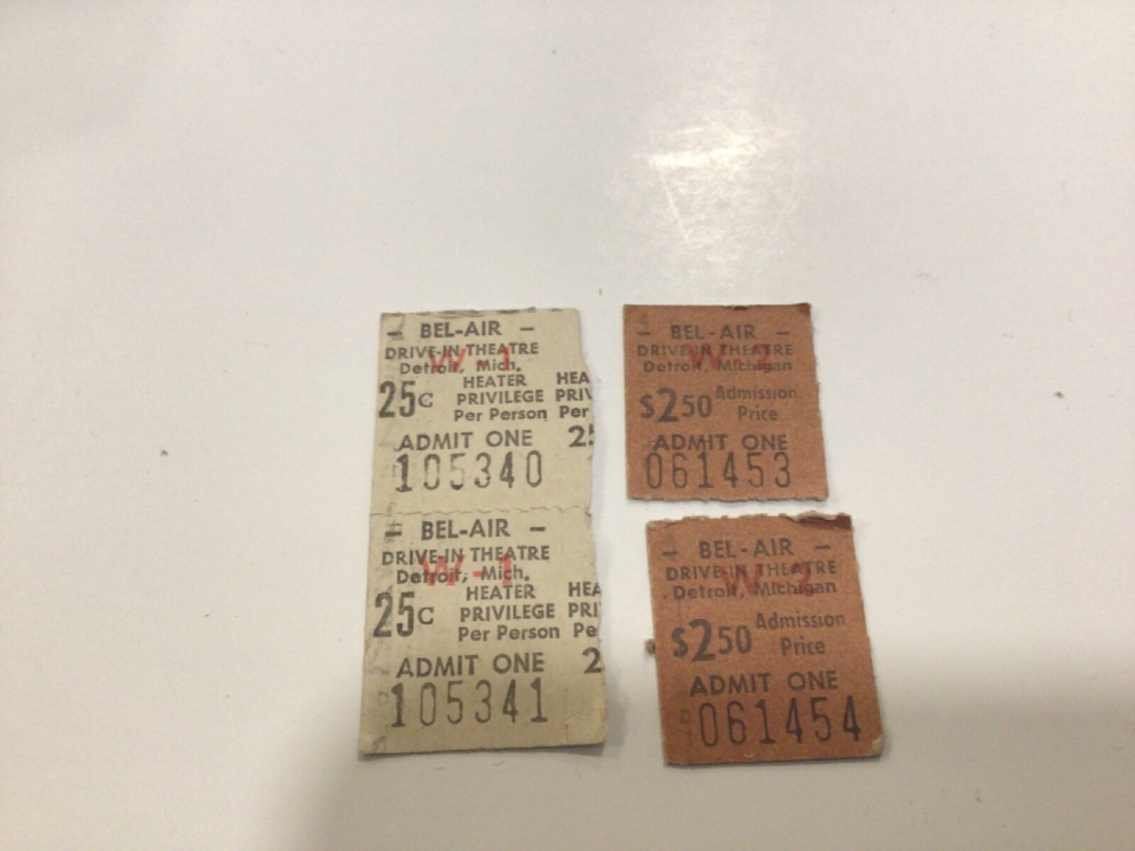Vintage Collectible BEL-AIR Drive-In Theatre Ticket Stubs (Detroit Mi ...