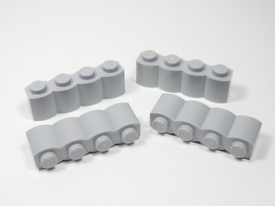 LEGO 4 Light Bluish Gray 1x4 Modified Log Bricks K10 | eBay