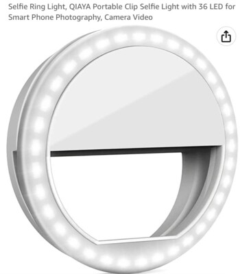 Selfie ring light battery powered compatible w/phones 5-17 mm 3 ...