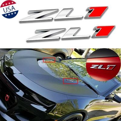 2x ZL1 Chrome&Red Emblem Side Body Trunk Badge Decal For 2010-2019 ...