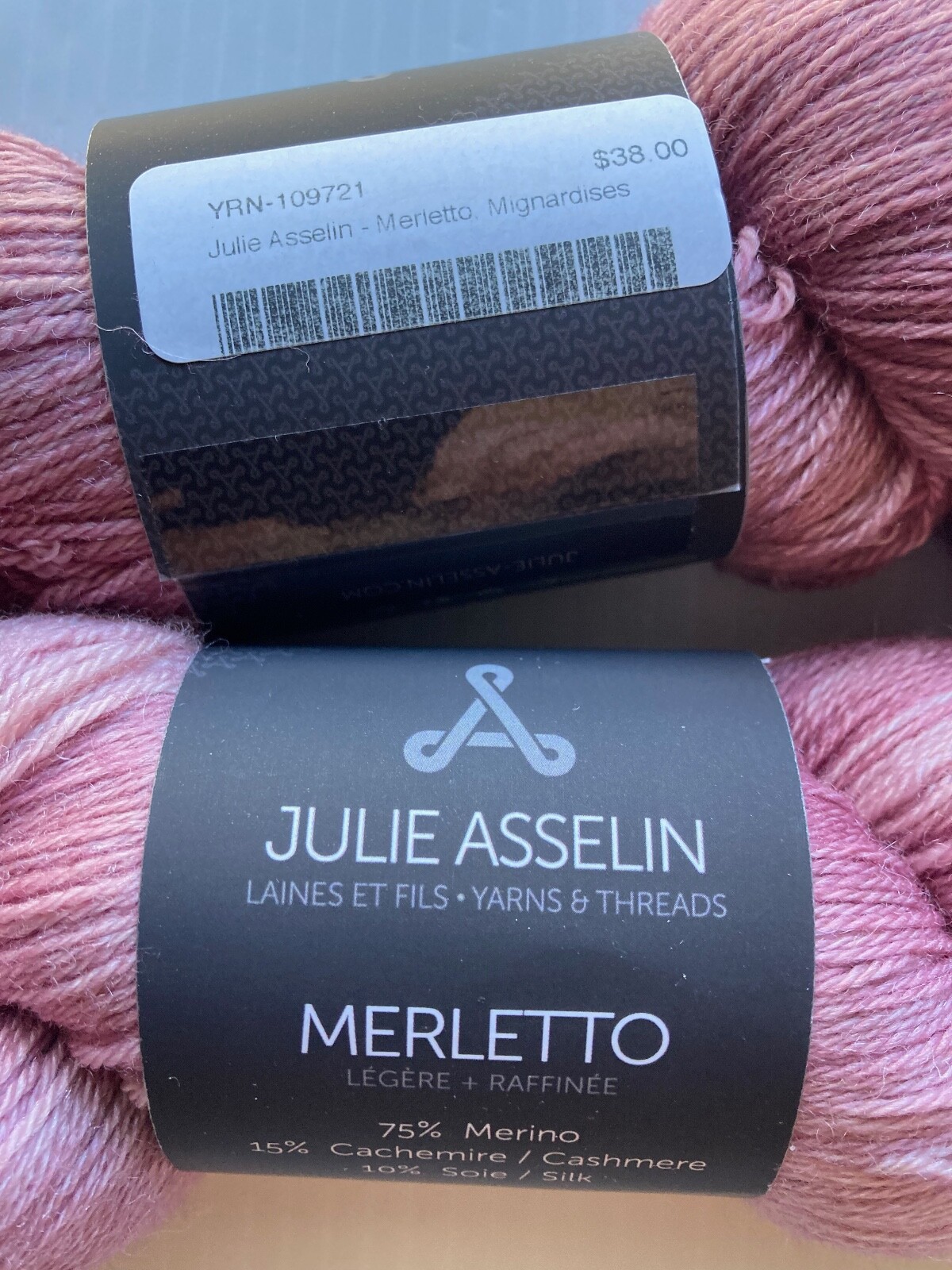 2 Skeins JULIE ASSELIN MERLETTO LUXURY LACE YARN Merino Cashmere Silk ...