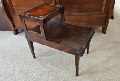 Mid Century Modern Two Tier Step Up End Table Original Leather Inlay ...