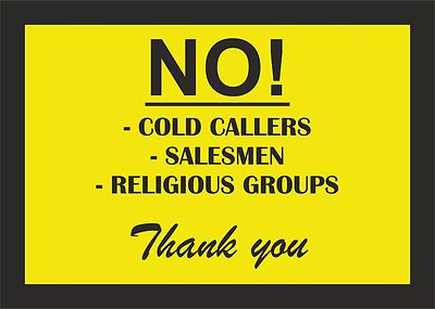 no cold callers salesmen sticker vinyl car taxi door cafe self adhesive ...