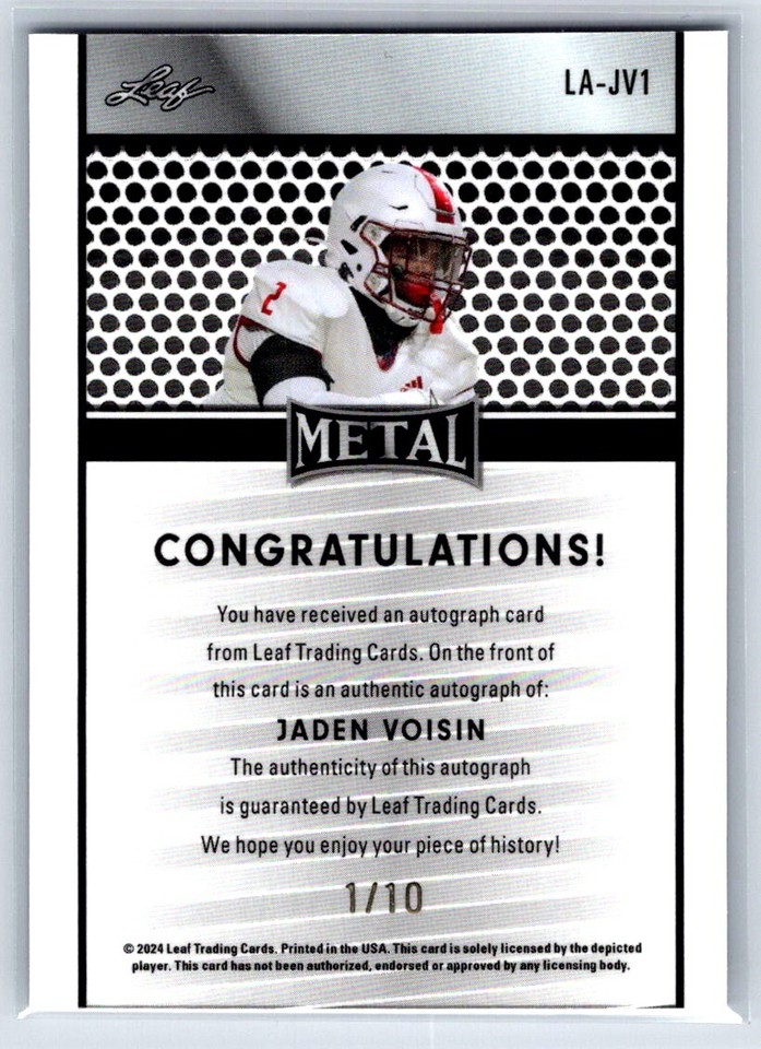 2024 Leaf Metal Collective Football Auto #/10 Jaden Voisin | eBay
