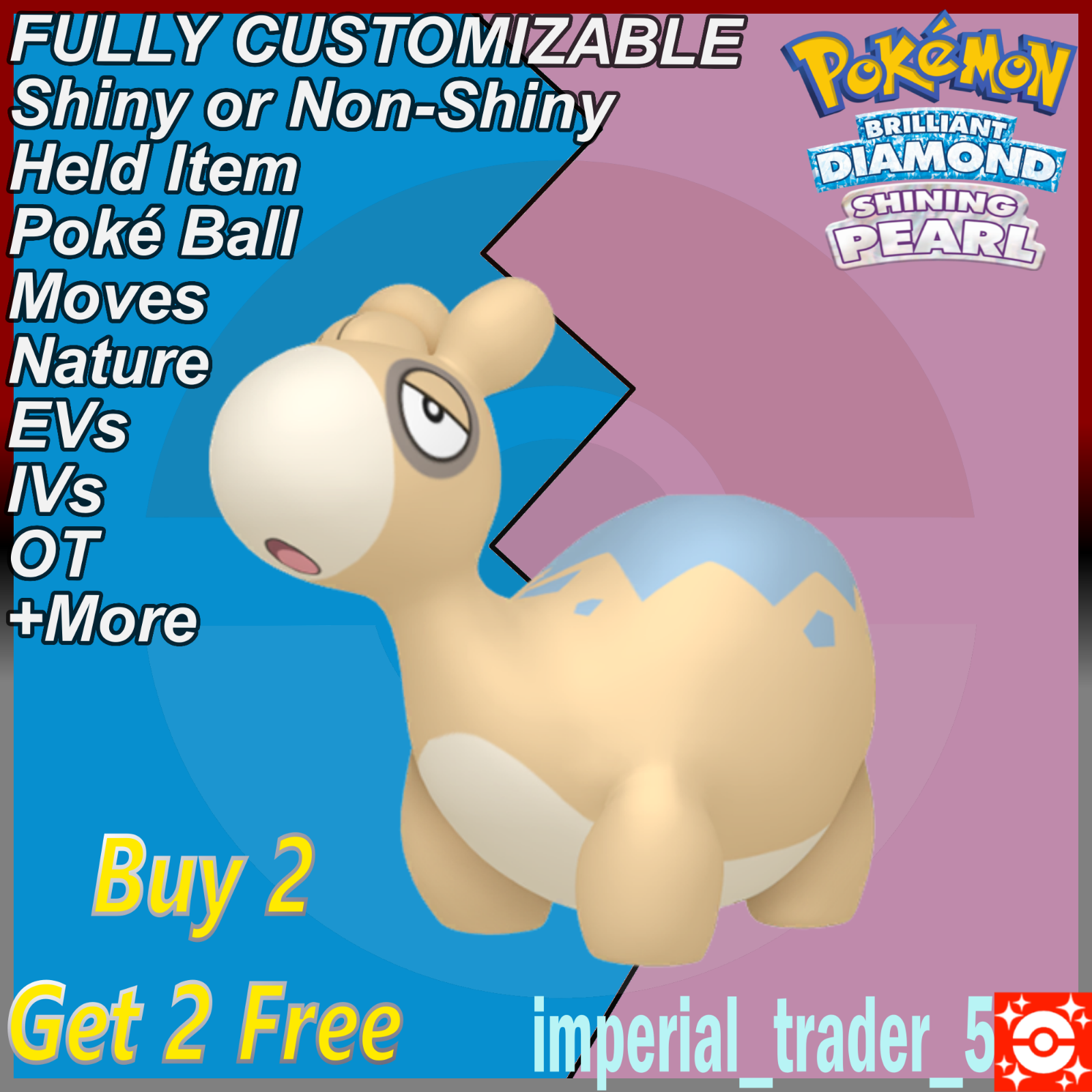 Pokemon Brilliant Diamond & Shining Pearl Shiny Numel 6IV Customizable ...