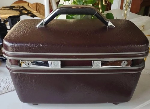 Vintage Samsonite Vanity Case SENTRY II Maroon Train Cosmetics Travel ...