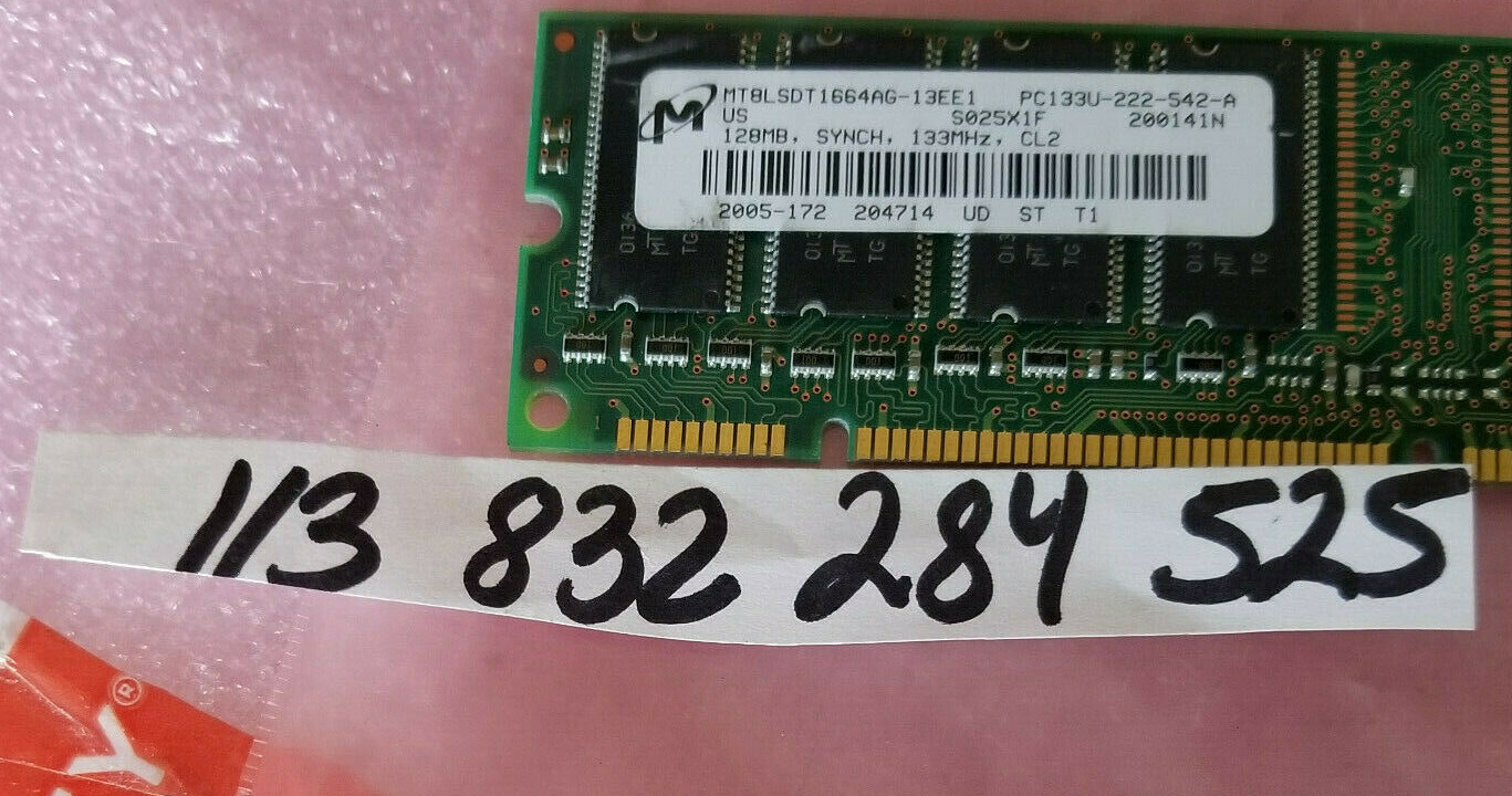 128MB SDR SD SDRAM PC PC133 133 SYNCH CL2 SINGLE RANK 1RX8 16X8 168PIN ...