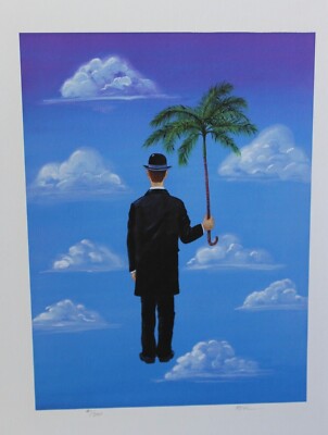Artist Bill RENC Man in Clouds w Umbrella Limited ED Giclee Art Print ...