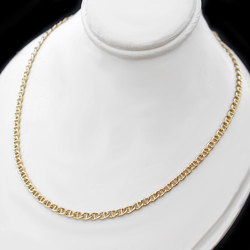 MENS 30" | 3.5mm MARINER Link 24k 14K Yellow GOLD GL CHAIN Necklace ...
