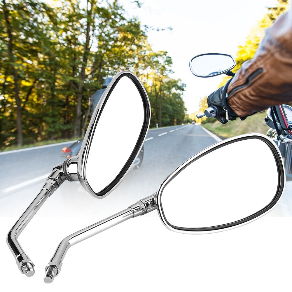 2Pcs Motorcycle Motorbike Modified Rearview Mirror Chrome Rear View ...