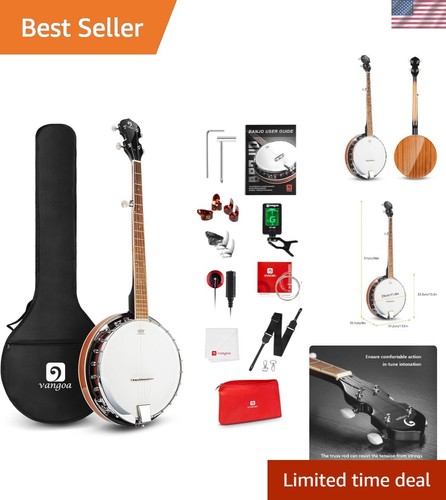 Banjo 5 String Full Size Banjos Set with Resonator, Remo Head, Beginner ...