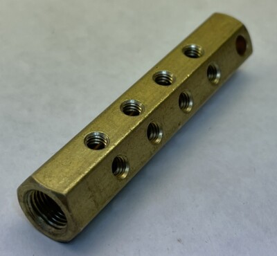 Manifold - Hexagon Hex Brass 12 Port #10-32 - Main Port 3/8-24 (24MY02 ...