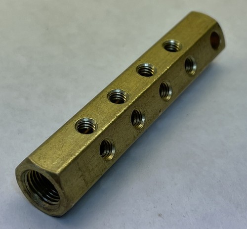 Manifold - Hexagon Hex Brass 12 Port #10-32 - Main Port 3/8-24 (24MY02 ...