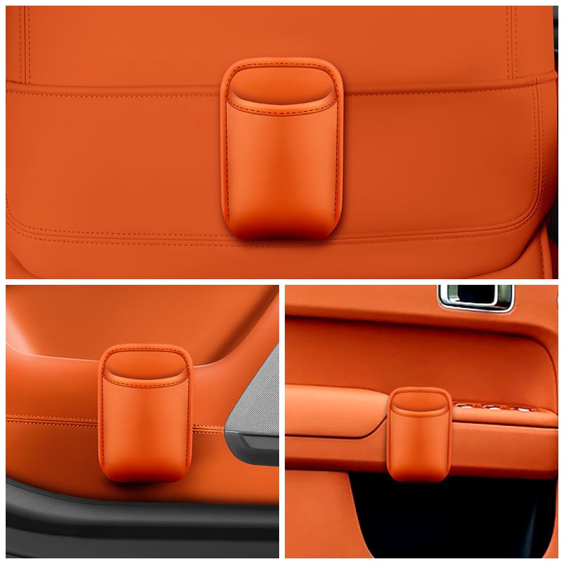 Black Leather Car Accessories Water Cup Holder Storage Box Organizer ...