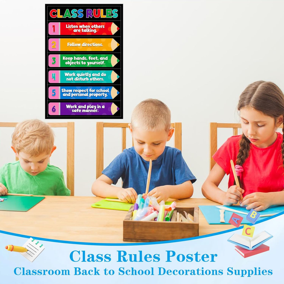 Classroom Rules Poster - 11.2''X16.5'' Colorful Classroom Educational ...