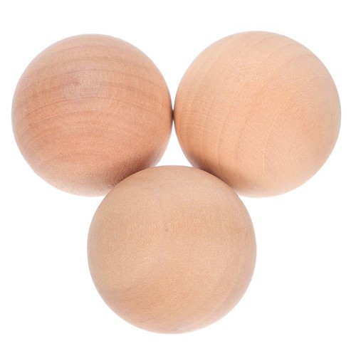 3PCS Natural Solid Wood Balls Round Shape Unfinished Smooth Surface ...