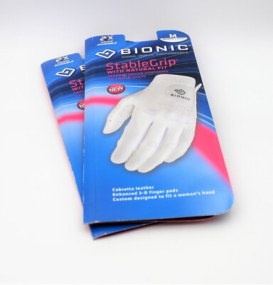 2 Bionic StableGrip Natural Fit Golf Glove Right Hand Medium for LH ...