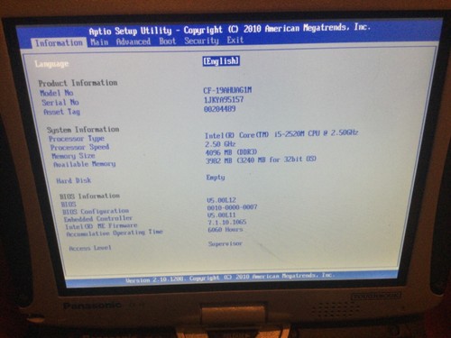 Panasonic CF-30 Core 2 Duo -L9300 1.6GHz 4GB RAM No Hard Drive No OS ...