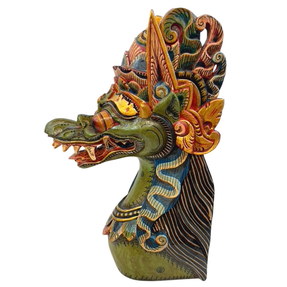 Cosmic Dragon Bust Mask Naga Busuki Statue Bali Folk Art Polychrome ...