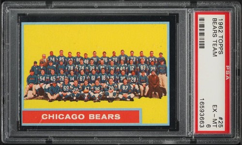 1962 Topps FB Card # 25 Chicago Bears TEAM CARD PSA 6 EXMT | eBay