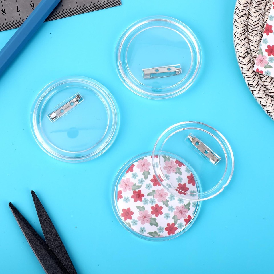 15PCS Acrylic Button Pin Clear Pins Buttons Badges Clear Craft Blank ...