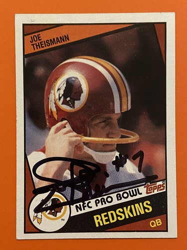 JOE THEISMANN Signed HOF 1984 Topps #390 Redskins Notre Dame Autograph ...