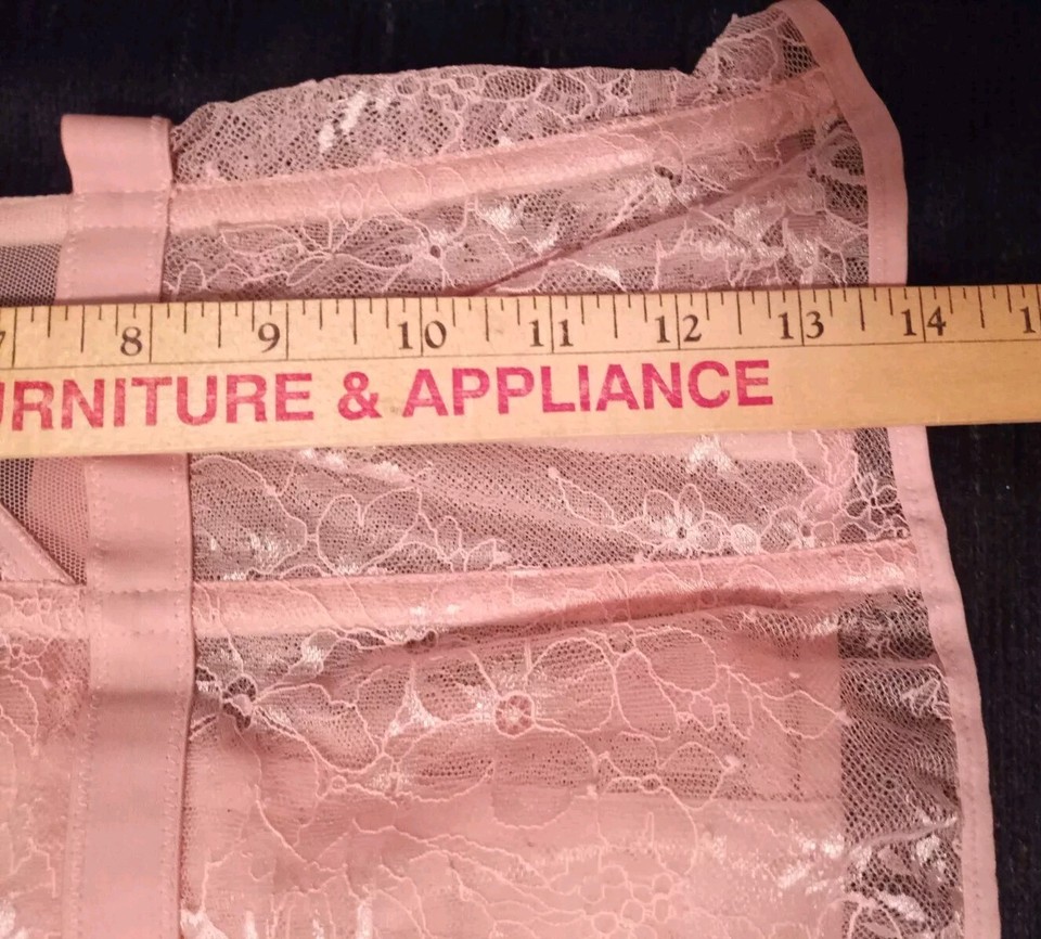 VICTORIAS SECRET 34B Pink Sheer Lace Mesh Strappy Boned Corset ...