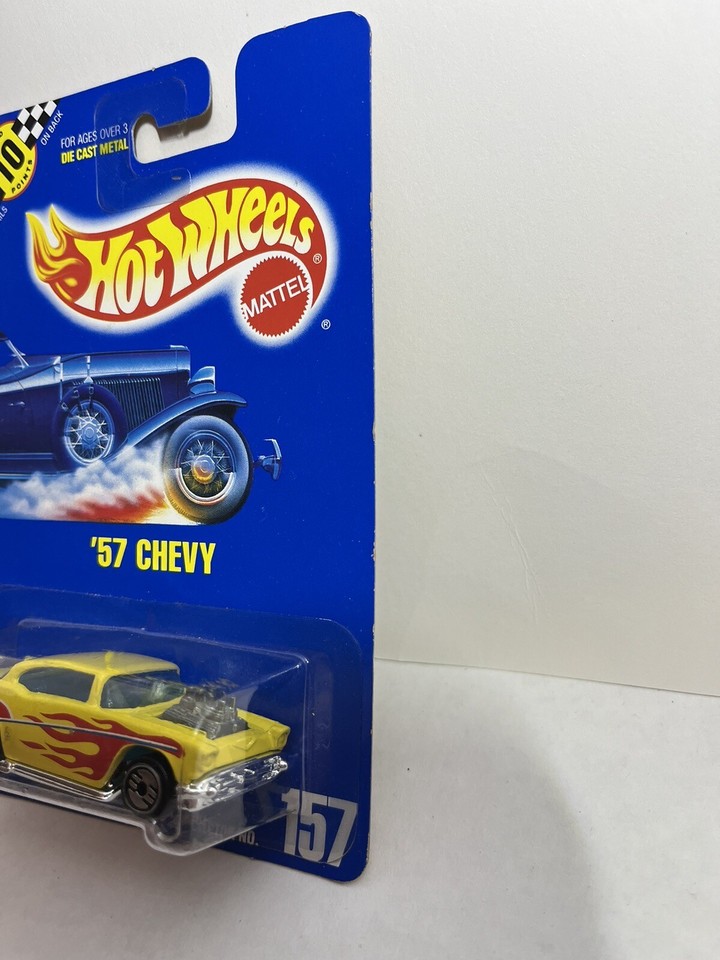 1990 Hot Wheels BLUE CARD #157 YELLOW 57 CHEVY | eBay