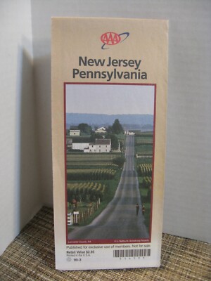 AAA New Jersey Pennsylvania Map - State Series - Road Map/ Highway Map ...