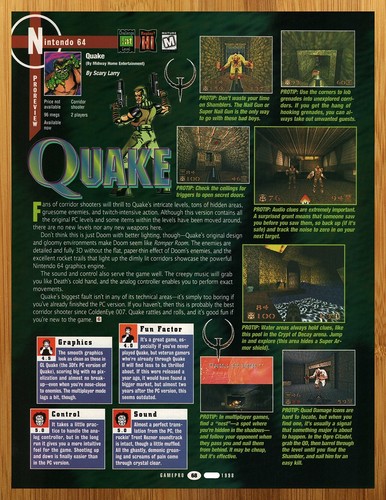 1998 Quake Nintendo 64 N64 REVIEW Print Ad/Poster Authentic Retro Video ...